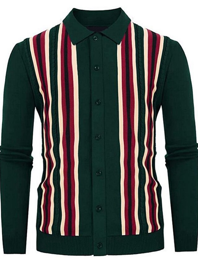 Homens Sueter Cardigan suéter cortado Suéter de malha Estriado Tricotar ...