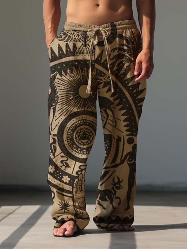 Ethnic Vintage Men's 3D Print Pants Trousers Outdoor Street Going out ...