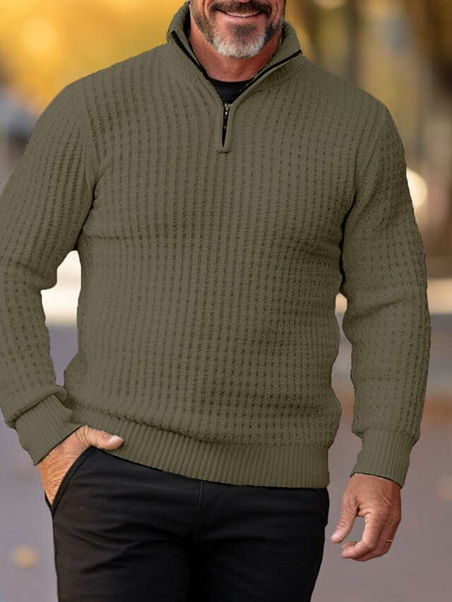 Homme Pull Pull en tricot A côtes Tricoter Normal Tricoté Plein Quarter ...