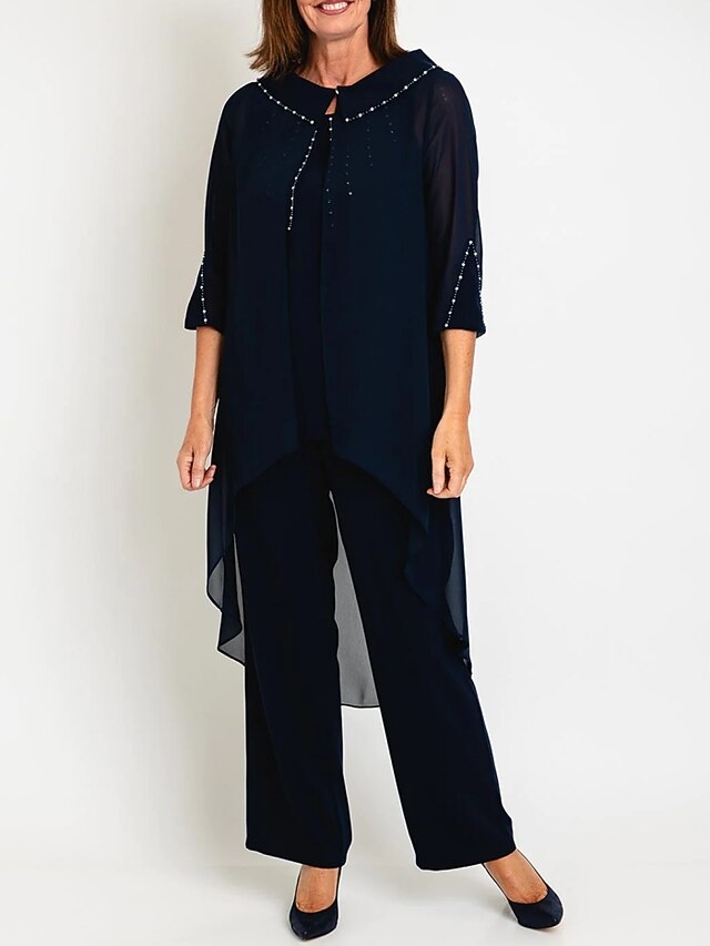 Jumpsuits Mother of the Bride Dress Wedding Guest Elegant Scoop Neck ...