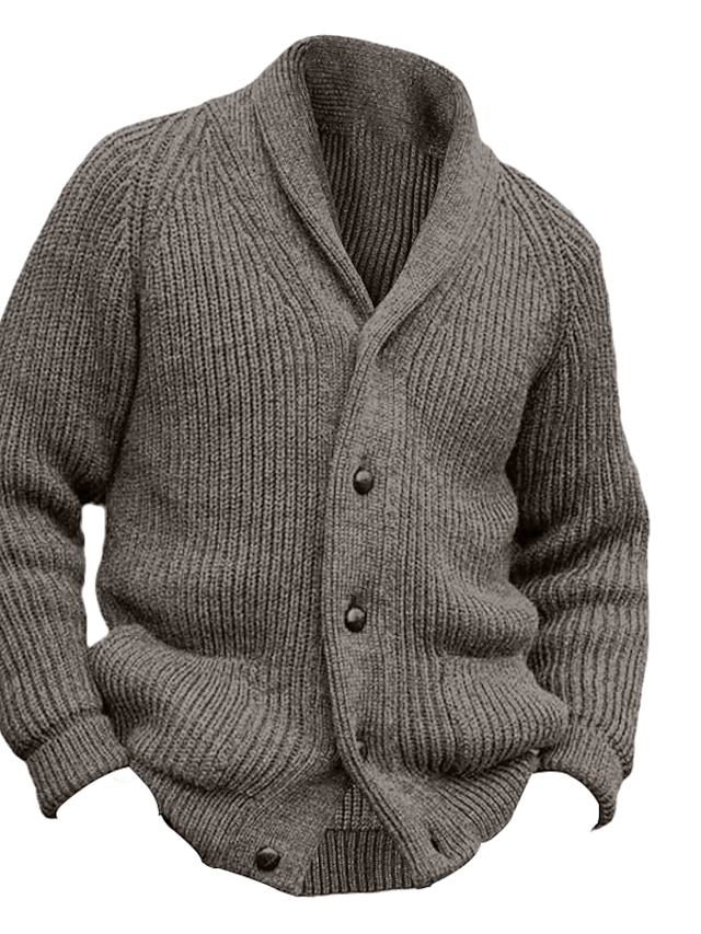 Herre Cardigan Genser Chunky cardigan Beskåret genser Kabel Strikke Normal Knepp opp عادي ...