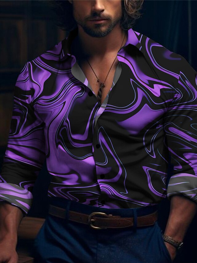 3D Print Abstrait Homme Chemise Usage quotidien Sortie Automne hiver Col rabattu manche longue ...