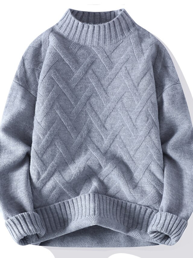 Men's Pullover Sweater Jumper Knit Sweater Ribbed Cable Knit Regular ...