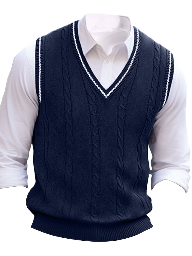 Herren Pullunder Pullover Strickpullover Gerippt Gedrehtes Stricken ...