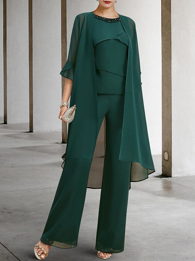 Jumpsuits Mother of the Bride Dress Wedding Guest Elegant Scoop Neck ...