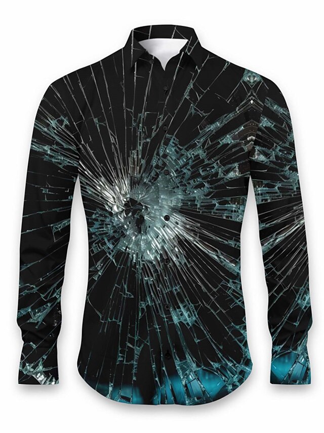 Glass Abstract Men's Shirt Daily Wear Going out Fall & Winter Turndown ...