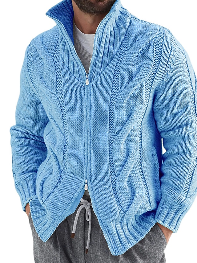 Homme Gilet Cardigan Pull Zippé Cardigan épais torsadé Tricoter Normal ...
