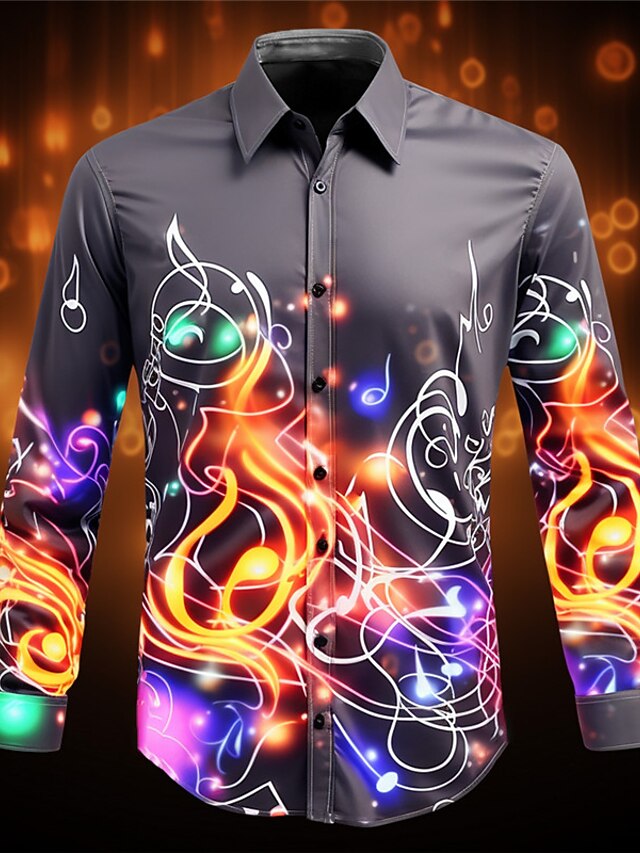 Men's Boardmasters Musical Notes Shirt Button Up Shirt Long Sleeve ...