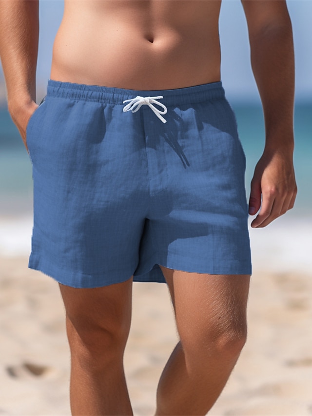 Homme Short Short en lin Short d'été Cordon Taille elastique Jambe ...