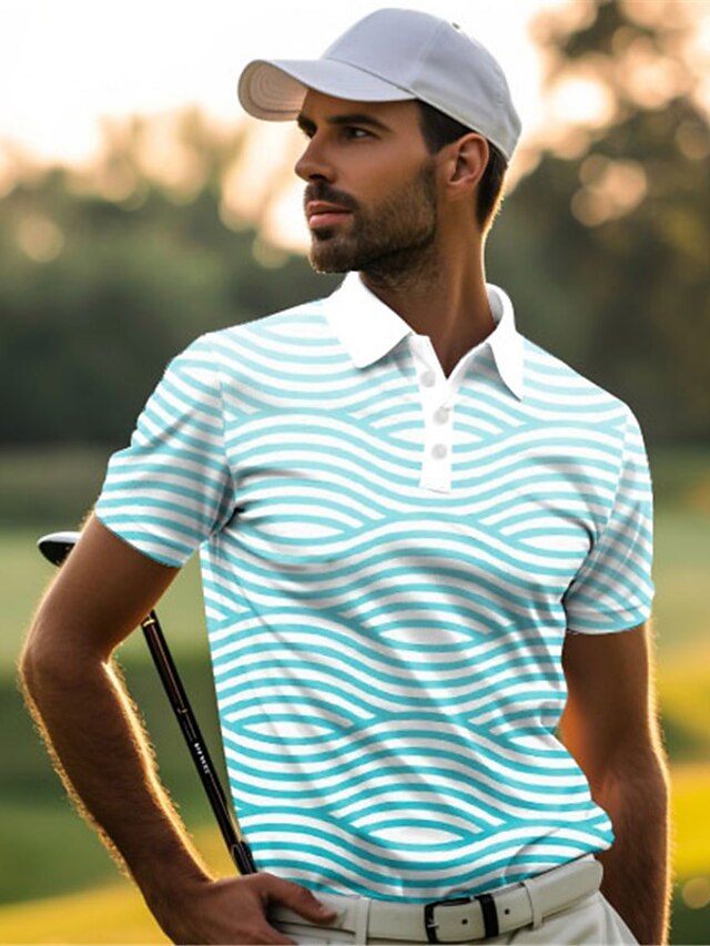 Lines / Waves Men's Abstract Print 3D Golf Polo Outdoor Daily Wear ...