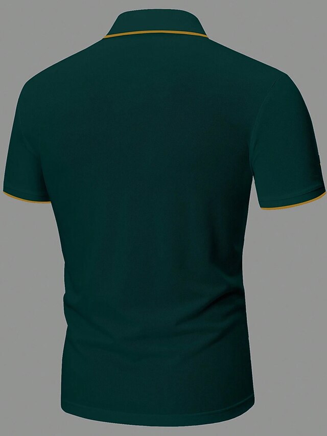 Men's Polo Shirt Button Up Polos Casual Sports Lapel Short Sleeve ...
