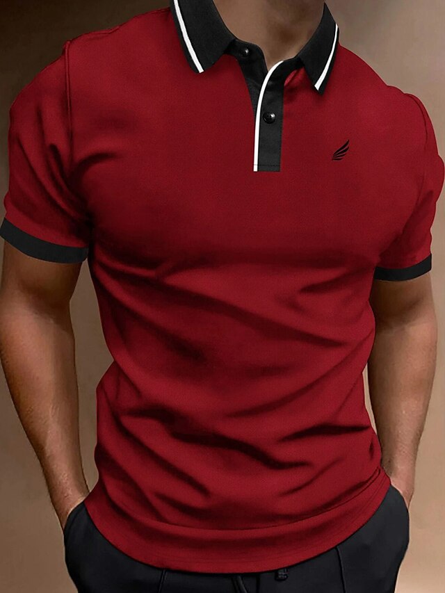 Men's Polo Shirt Button Up Polos Casual Sports Lapel Short Sleeve ...