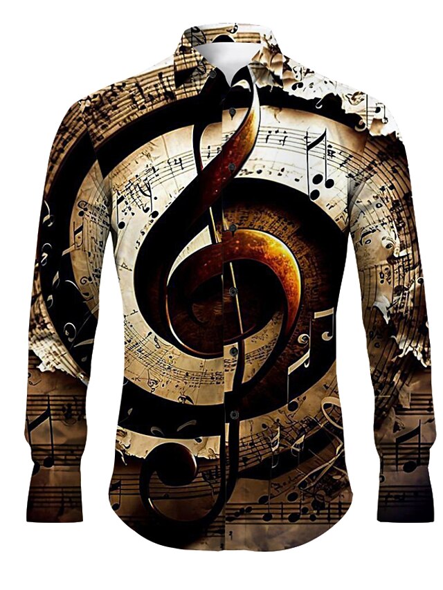 Men's Boardmasters Musical Notes Shirt Button Up Shirt Long Sleeve ...