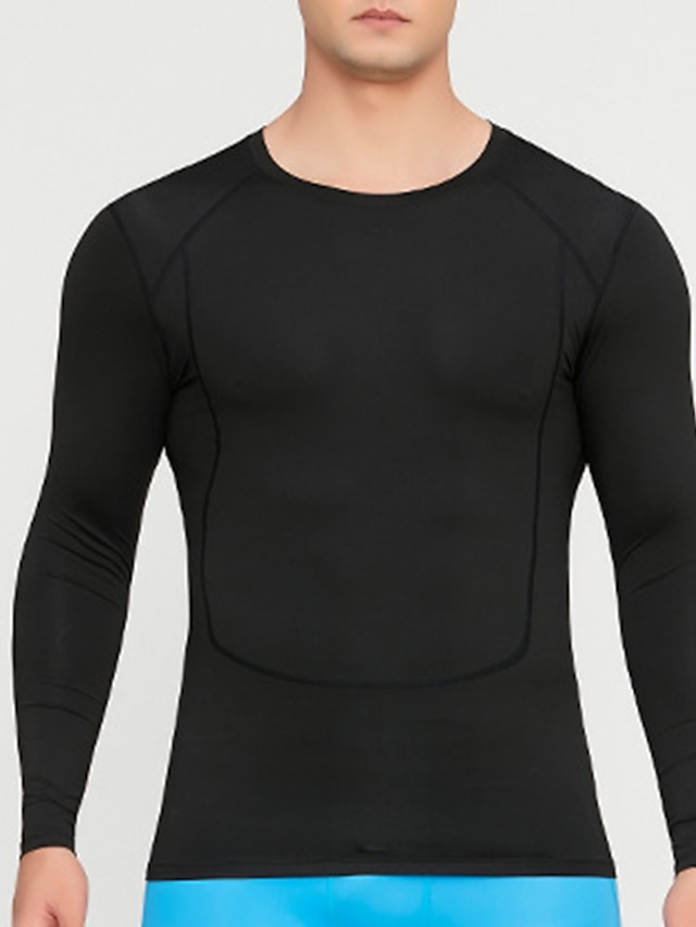 Men's Gym Shirt Compression Shirt Fitness Shirt Men Tops Zip Polo Crew ...