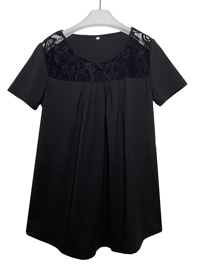 Shirt Lace Shirt Blouse White Lace Shirt Womens Black White Pink Solid Color Lace Street Daily
