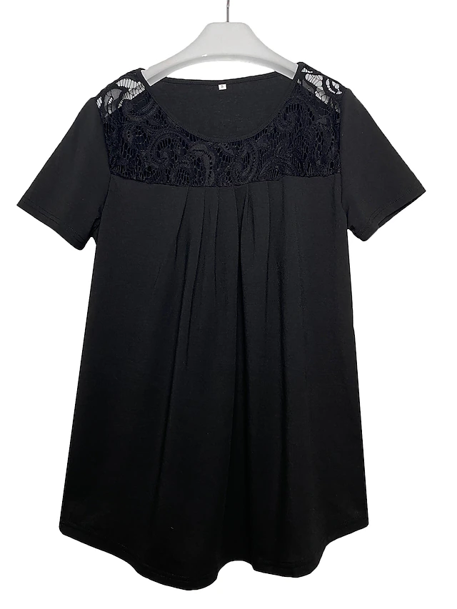 Shirt Lace Shirt Blouse White Lace Shirt Womens Black White Pink Solid Color Lace Street Daily