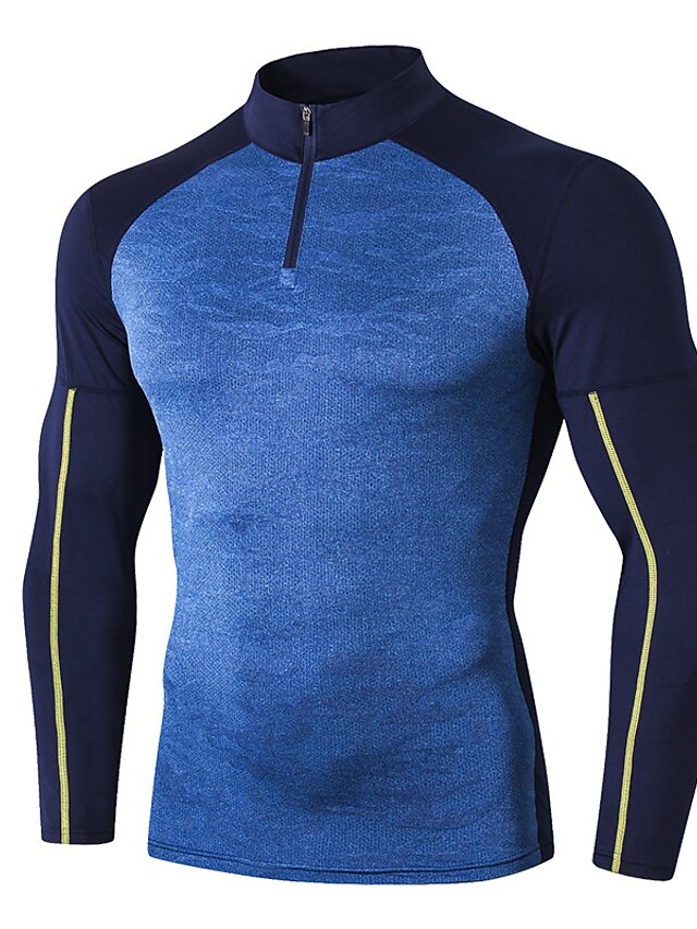 Men's Gym Shirt Compression Shirt Running Shirt Zip Polo Standing ...