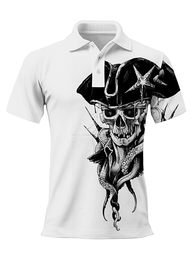 Day of the Dead Men's Skull Polo Shirts Golf Shirt Short Sleeve Polo ...