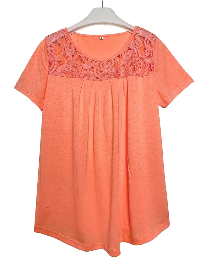 Shirt Lace Shirt Blouse White Lace Shirt Womens Black White Pink Solid Color Lace Street Daily
