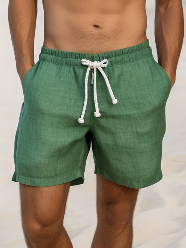 Homme Short Short en lin Short d'été Cordon Taille elastique Jambe ...
