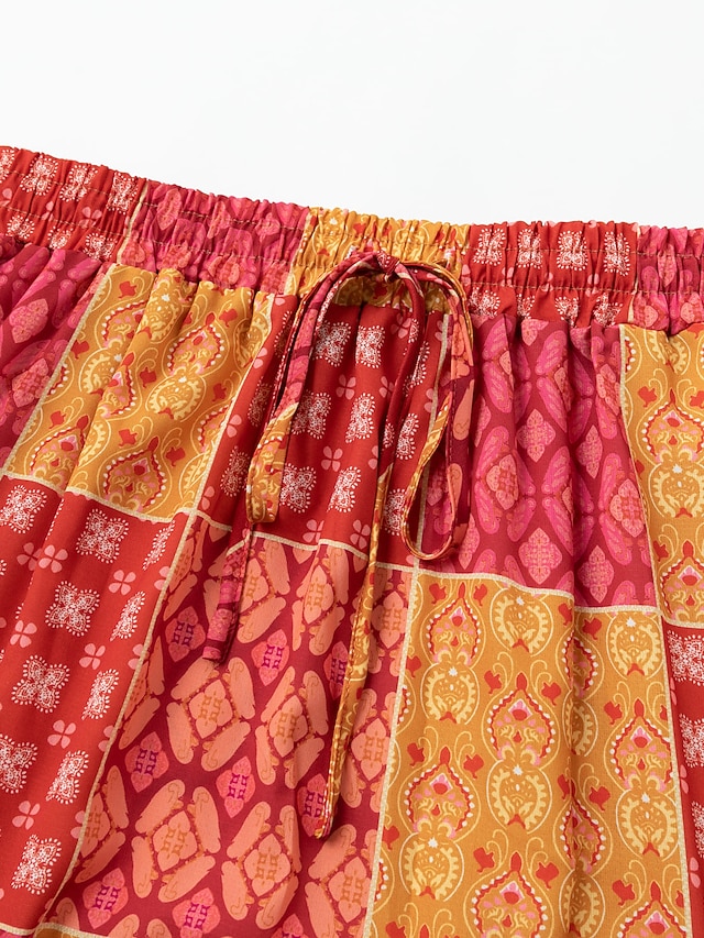 Women's Skirt Swing Long Skirt Bohemia Maxi Skirts Drawstring Print ...