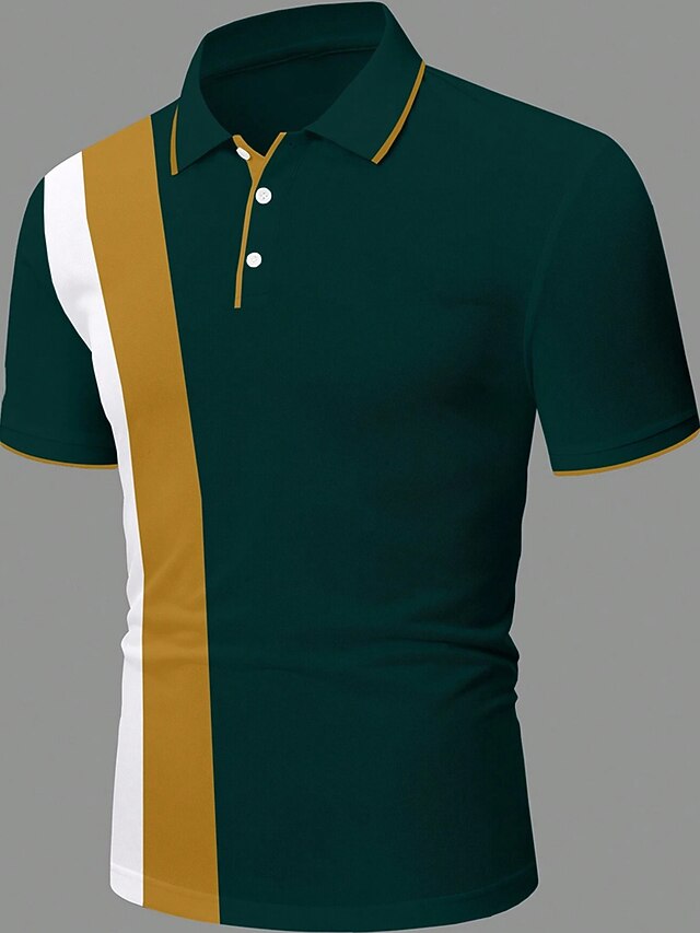 Men's Polo Shirt Button Up Polos Casual Sports Lapel Short Sleeve ...