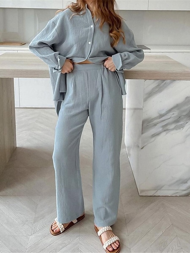 Women's Loungewear Sets Pure Color Simple Basic Street Daily Cotton And ...