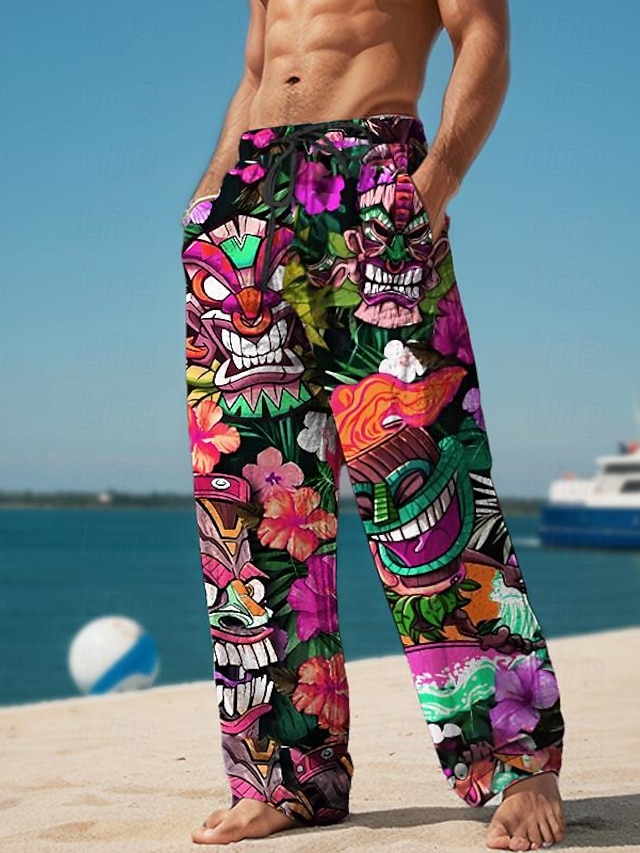 Tiki Tropical Aloha Men's Resort 3D Printed Casual Pants Trousers ...
