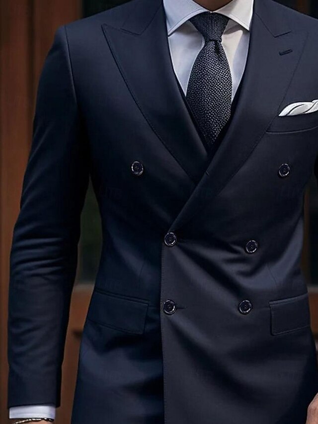 Men's Suits Wedding Dark Blue Spring, Fall, Winter, Summer Suit Peak ...