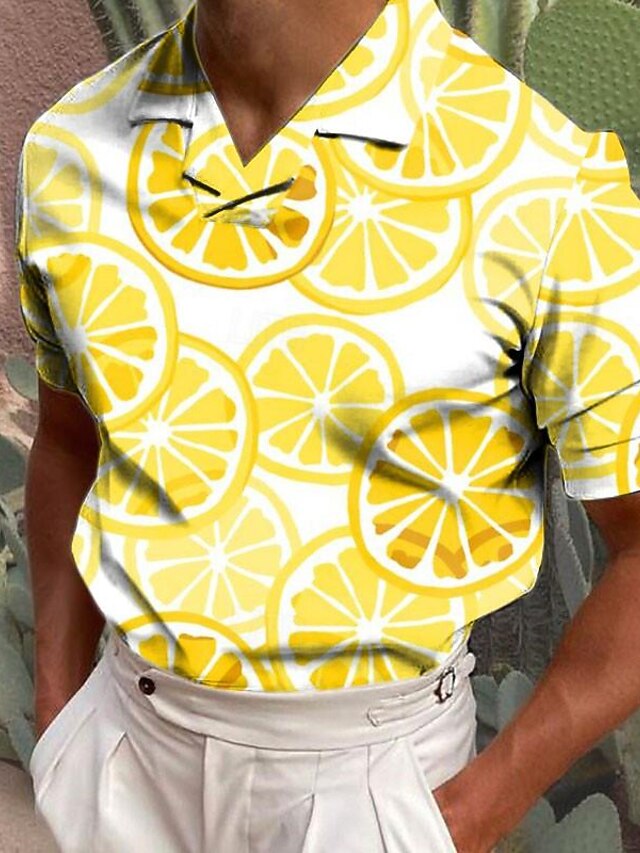 Kentucky Derby Men's Lemon Geometry Polo Shirts Golf Polos Shirts Short ...