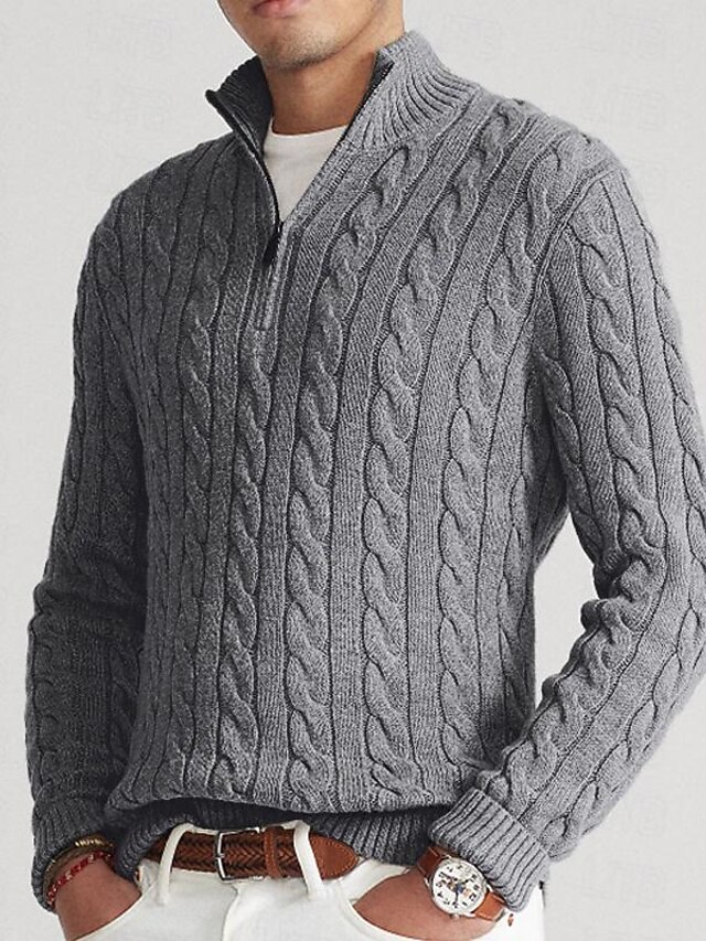 Men's Sweater Zip Sweater Quarter Zip Pullover Sweater Pullover Ribbed ...