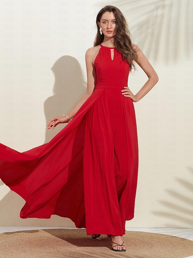 Women's Wedding Guest Wear Cocktail Party Red Semi Formal Elengant ...