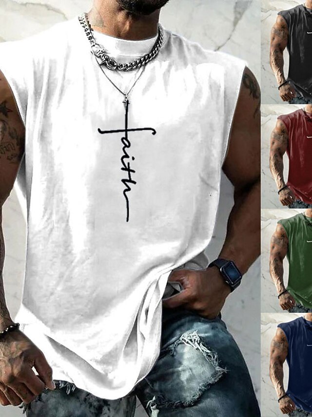 Men's Bible Graphic Faith Vest Top Sleeveless T Shirt for Men ...