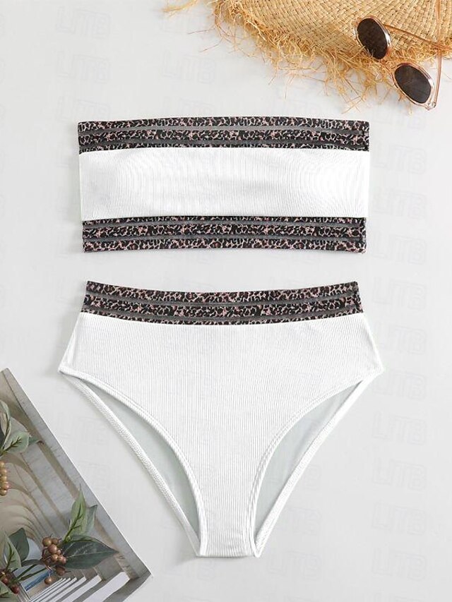 Women's Swimwear Bikini 2 Piece Briefs Swimsuit Backless Sexy Printing ...
