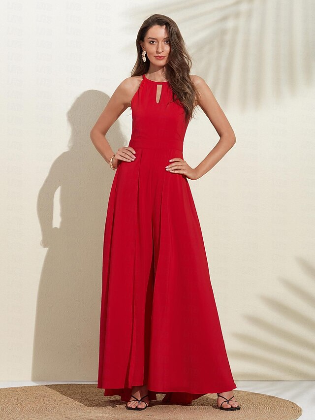 Women's Wedding Guest Wear Cocktail Party Red Semi Formal Elengant ...