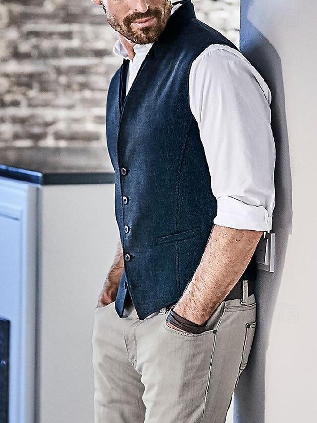 Men's Vest Gilet Wedding Event / Party Daily Fashion Business Spring ...