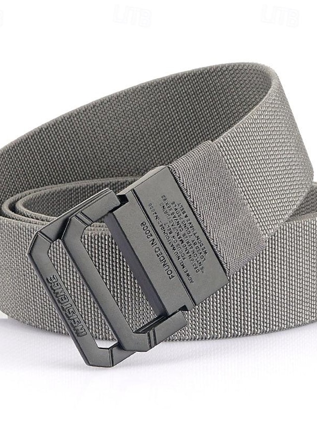 Men's Double-ring Buckle Belt Waist Belt Black Red Alloy Durable ...