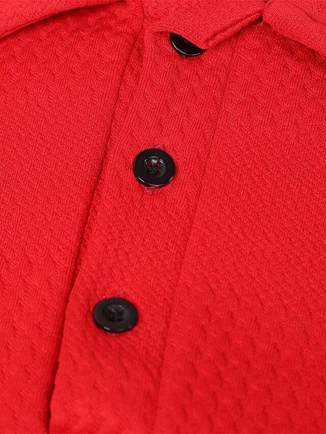 Men's Button Up Polos Textured Casual Sports Lapel Long Sleeve Fashion ...