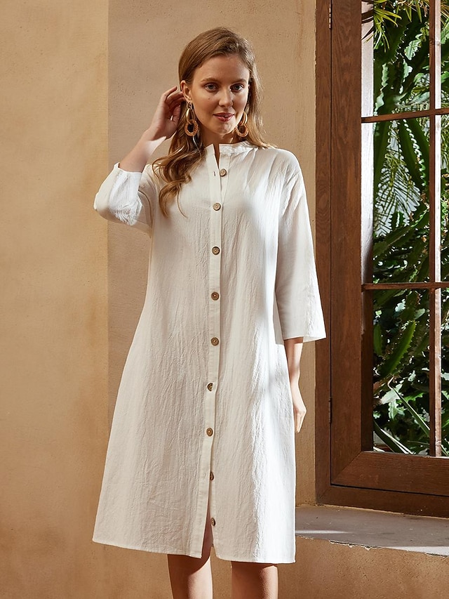 Mujer Negro Blanco Verde Trébol Verano Primavera Otoño Vestido Midi Vestidos inspirados en el ...