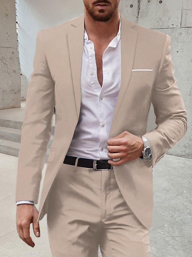 Black White Ivory Men's Wedding Suits Solid Colored 2 Piece Tailored ...