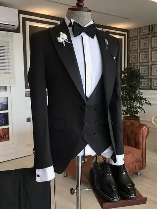Blue Army Green Men's Prom Suits Wedding Suits Solid Colored 3 Piece ...
