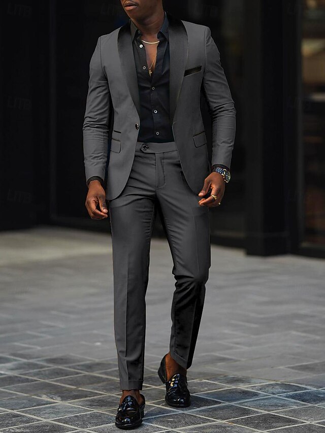 Men's Wedding Party Suits Shawl Lapel Notch Black Pink Fashion Daily ...