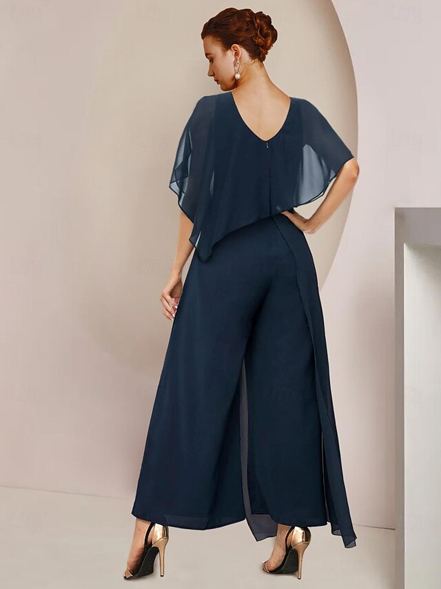 Jumpsuits Ankle Length Mother of the Bride Dress Sleeveless Scoop Neck ...