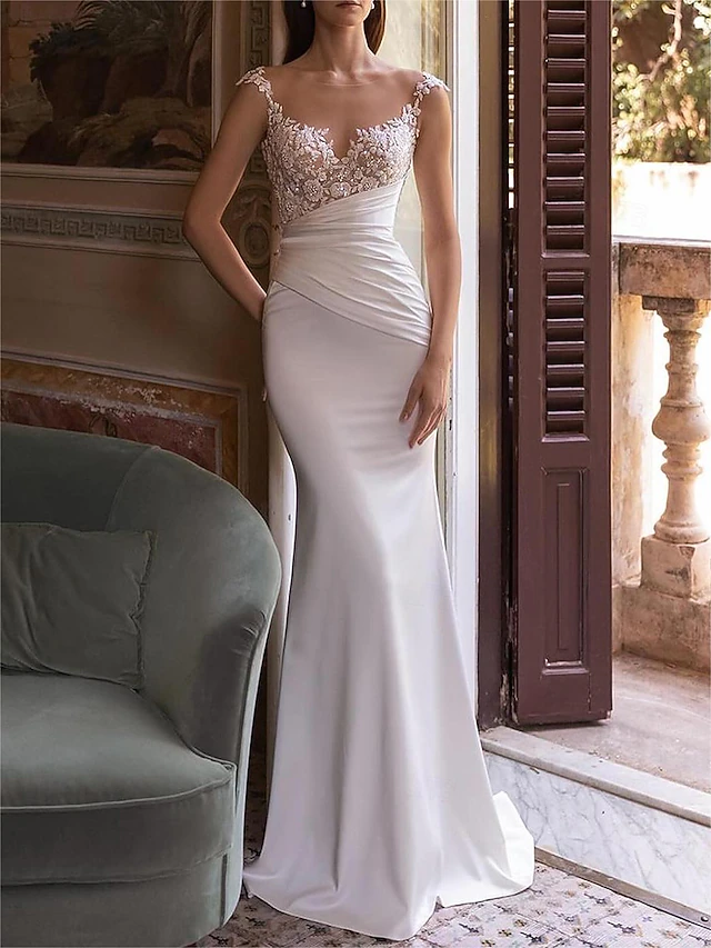 Robes de Mariée Robe de Bal Hors Épaule Décolleté en V Sans Manches ...