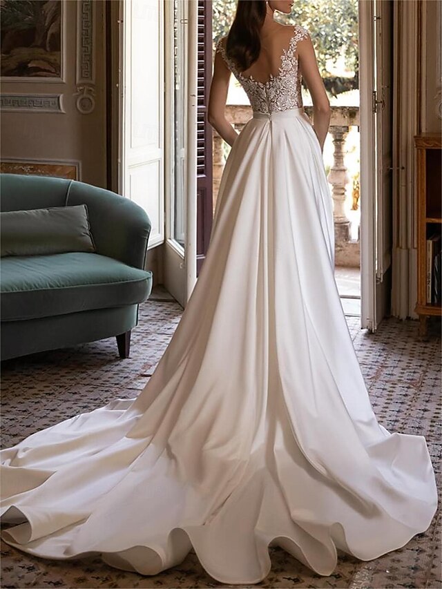 Robes de Mariée Robe de Bal Hors Épaule Décolleté en V Sans Manches ...