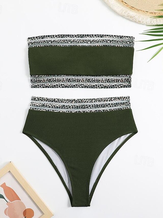 Women's Swimwear Bikini 2 Piece Briefs Swimsuit Backless Sexy Printing ...