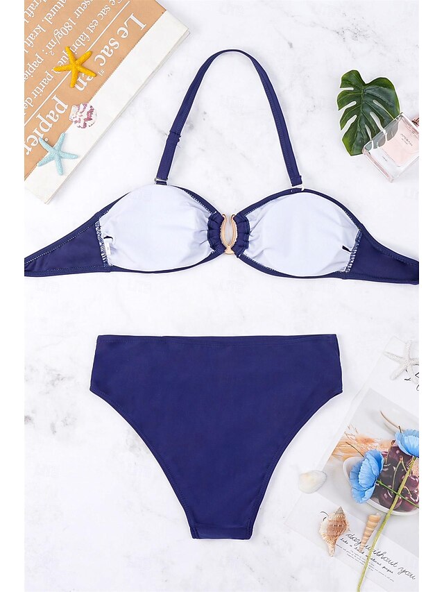 Women's Normal Swimwear Bikini Swimsuit 2 Piece Beach Wear Summer Plain ...