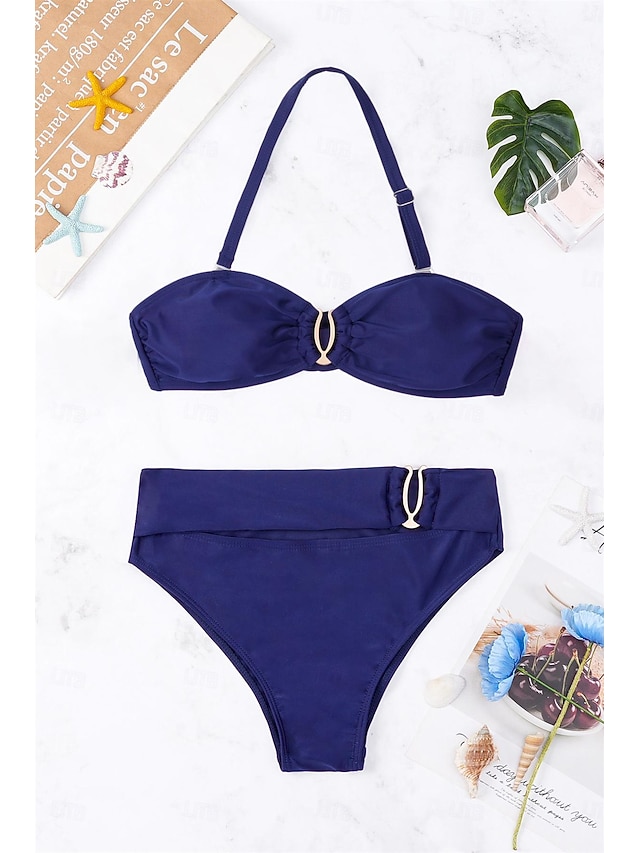Women's Normal Swimwear Bikini Swimsuit 2 Piece Beach Wear Summer Plain ...