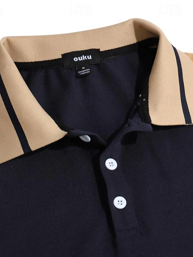 Men's Button Up Polos Cotton Polo Shirt Casual Holiday Lapel Short ...