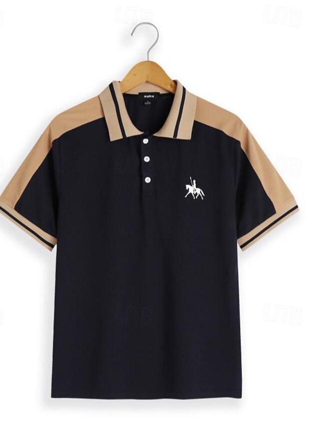 Men's Button Up Polos Cotton Polo Shirt Casual Holiday Lapel Short ...